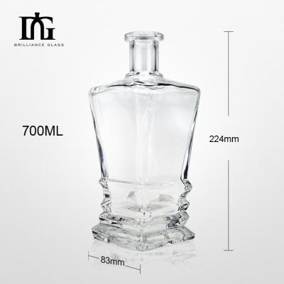 China Glass Tumbler Wine Bottle with Solid Glass Stopper Capacity 500ml/700ml/750ml/1000ml for sale