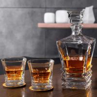 China Glass Tumbler Wine Bottle with Solid Glass Stopper Capacity 500ml/700ml/750ml/1000ml for sale