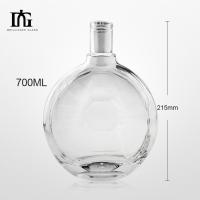 China Glass Collar Heavy Customize 750ml Clear Transparent Liquor Bottle with Cork Sealing for sale