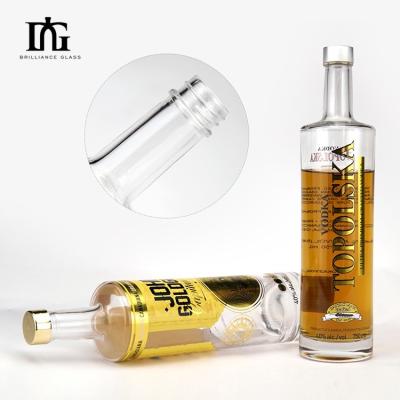 China Frosted Custom 750ml Super Flint Glass Bottle for Gin Vodka Rum Whisky Brandy Printing for sale