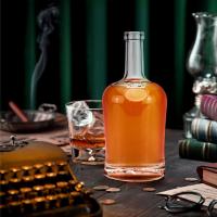 China Customized 750ml Glass Whiskey Rum Spirit Vodka Bottle With Cork for Hot Stamping for sale