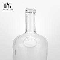 China Customized 750ml Glass Whiskey Rum Spirit Vodka Bottle With Cork for Hot Stamping for sale