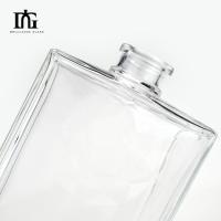 China Glass Bottle 500ml Transparent Beverage Wine Liquor Bottle with Glass Collar Material for sale