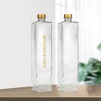 China Acceptable Customer's Logo Square Shape Thick Bottom Clear Gin Rum Vodka Juice Bottle for sale