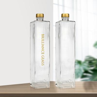 China Acceptable Customer's Logo Square Shape Thick Bottom Clear Gin Rum Vodka Juice Bottle for sale
