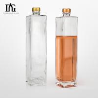 China Acceptable Customer's Logo Square Shape Thick Bottom Clear Gin Rum Vodka Juice Bottle for sale