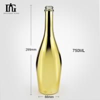 China 750ml Gold Wine Electroplated Champagne Glass Bottle for Spirits Botellas De Vidrio for sale
