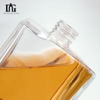 China Glass Collar Material Square Clear Flat Shoulder 500ml 700ml Whiskey Bottle with Cork for sale