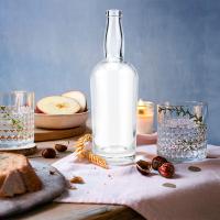 China Glass Collar 500ml 700ml 750ml Whiskey Brandy Empty Bottle with Cork and Screw Cap for sale