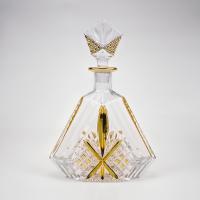 China 500ml 17oz Classic Irregular Shaped Gold Rim Glass Liquor Decanter for Wine Bourbon Tequila for sale