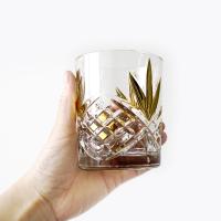 China 500ml 17oz Classic Irregular Shaped Gold Rim Glass Liquor Decanter for Wine Bourbon Tequila for sale