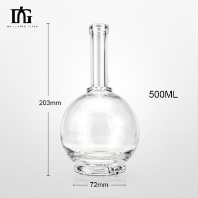 China Collar Glass Material 500ml Rum Whiskey Bottle with Customized Screen Printing and More for sale
