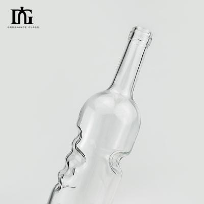 China 200ml 375ml 500ml 750ml 1000ml round empty flint glass liquor wine gin Whisky Vodka tequila glass bottle with cork lid for sale