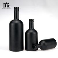 China Matte Black 200ml 375ml 500ml 750ml Round Flint Glass Bottle for Liquors and Beverages for sale