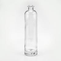 China 750ml Clear Round Glass Bottle With Cork Stopper for Brandy Gin Rum Vodka Tequila Liquor for sale