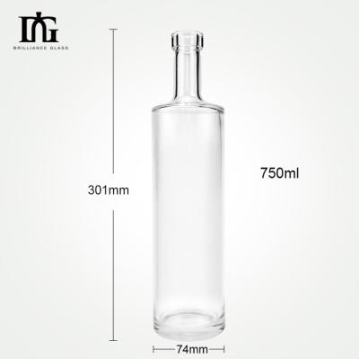 China Industrial Beverage 750ml Clear Gin Vodka Ice Wine Glass Bottle with CORK Sealing Type for sale
