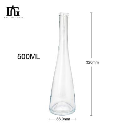 China Beverage Industrial 500ml 700ml 750ml Tall Neck Glass Bottle with Label and Stopper for sale