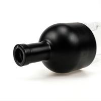 China Collar Material Glass Gin Bottle 500ml 750ml Frosted Black Spirit Liquor Vodka Bottle for sale