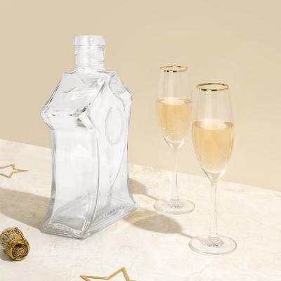 China Body Material Glass Custom Luxury Gin Whiskey Vodka 500ml 700ml 750ml 1L Bottle With Cork for sale