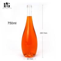 China 750ml Round Clear Bottle Gin Rum Vodka Brandy Glass Bottle for European Style Luxury for sale