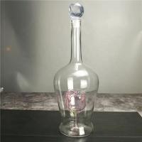 China 750ML Handmade Blown Glass Liquor Wine Bottles with Unique Decorated Rose Flower Shape for sale
