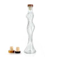 China Clear Woman Shape Bottle for Liquors and Beverage Engraved Glass Bottle 700ml for sale