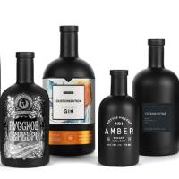 China Glass Collar Custom 700ml Matte Black Round Empty 750ml Liquor Bottle for Vodka for sale
