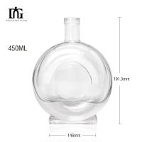 China Acid Etch Clear 450ml 700ml 750ml Rum Vodka Whisky Gin Glass Bottle with Glass Cork for sale
