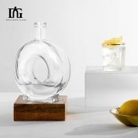 China Acid Etch Clear 450ml 700ml 750ml Rum Vodka Whisky Gin Glass Bottle with Glass Cork for sale