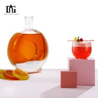 China Acid Etch Clear 450ml 700ml 750ml Rum Vodka Whisky Gin Glass Bottle with Glass Cork for sale