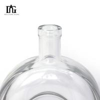 China Acid Etch Clear 450ml 700ml 750ml Rum Vodka Whisky Gin Glass Bottle with Glass Cork for sale