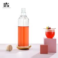 China Transparent Round Empty Flint Glass Liquor Wine Whisky Vodka Tequila Bottle Capacity 500ml for sale
