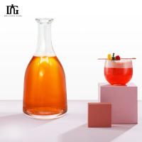 China Glass Collar 350ml Round Shape Liquor Bottle With CORK Sealing For Vodka Tequila Gin for sale