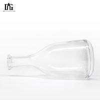 China Glass Collar 350ml Round Shape Liquor Bottle With CORK Sealing For Vodka Tequila Gin for sale