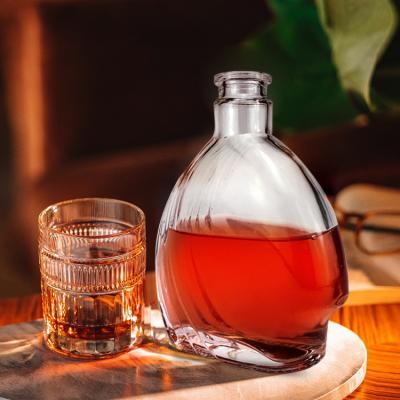 China Base Material Glass 500ml Clear Wine Liquor Whisky Nordic Glass Bottle with Cork for sale