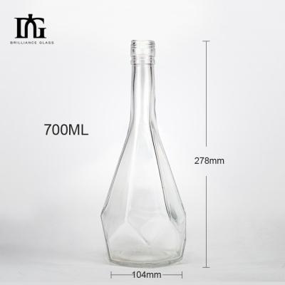 China Special Shaped 500ml/750ml Tequila Whiskey Gin Rum Brandy Vodka Glass Bottles with T Cork for sale