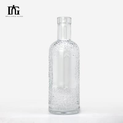 China Uniquen Shape 500ml 700ml Clear Rum Whisky Juice Glass Bottle with CORK Sealing Type for sale