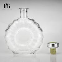 China Cork Screw Both Cap Type Nordic Flower Shape Glass Bottle 700ml for Whiskey and Wine for sale