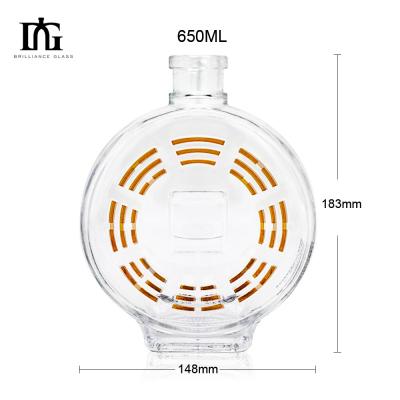 China Glass Collar 450ml 700ml 750ml Rum Vodka Whisky Liquor Gin Spirit Bottle with Cork for sale