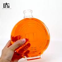 China Glass Collar 450ml 700ml 750ml Rum Vodka Whisky Liquor Gin Spirit Bottle with Cork for sale