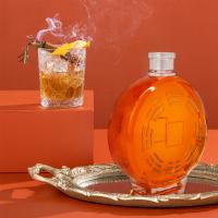 China Glass Collar 450ml 700ml 750ml Rum Vodka Whisky Liquor Gin Spirit Bottle with Cork for sale