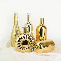 China Glass Base 500ml 750ml Gold Electroplated Wine Bottle with Sealing Cork Base Material for sale