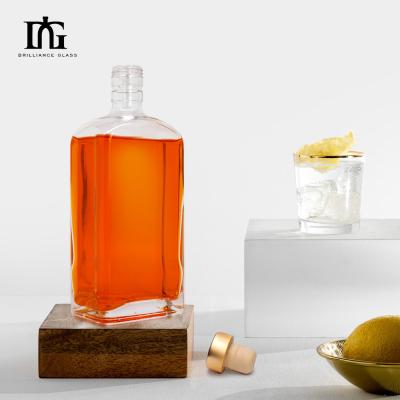 China 500ml 700ml Custom Juice Beverage Liqouur Spirits Glass Bottle with Cork and Screw Cap for sale