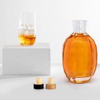 China Glass Body 250ml 375ml 500ml Vodka Liquor Wine Spirit Bottle With Lid For Brandy Whisky for sale