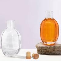 China Glass Body 250ml 375ml 500ml Vodka Liquor Wine Spirit Bottle With Lid For Brandy Whisky for sale