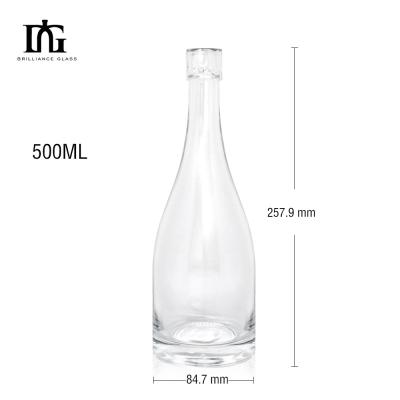 China Customize 500ml Glass Bottle for Brandy Juice Wine Liquor Spirit OEM/ODM Unique Shaped for sale