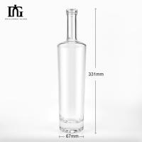 China Engraving Surface Handling Glass Bottle With Cork Stopper for Liquors and Beverages for sale