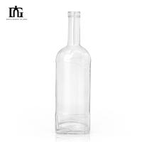 China 750ml 700ml 500ml Unique Shape Vodka Spirit Gin Rum Clear Glass Liquor Bottle with Cork for sale