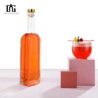 China 750ml 700ml 500ml Unique Shape Vodka Spirit Gin Rum Clear Glass Liquor Bottle with Cork for sale