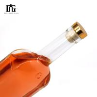 China 750ml 700ml 500ml Unique Shape Vodka Spirit Gin Rum Clear Glass Liquor Bottle with Cork for sale